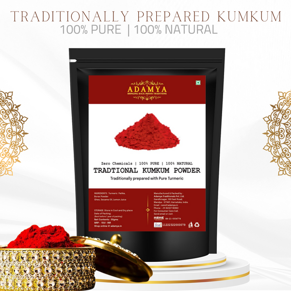 TRADITIONAL KUMKUM - 100% PURE, 100% NATURAL AND CHEMICAL FREE – adamya
