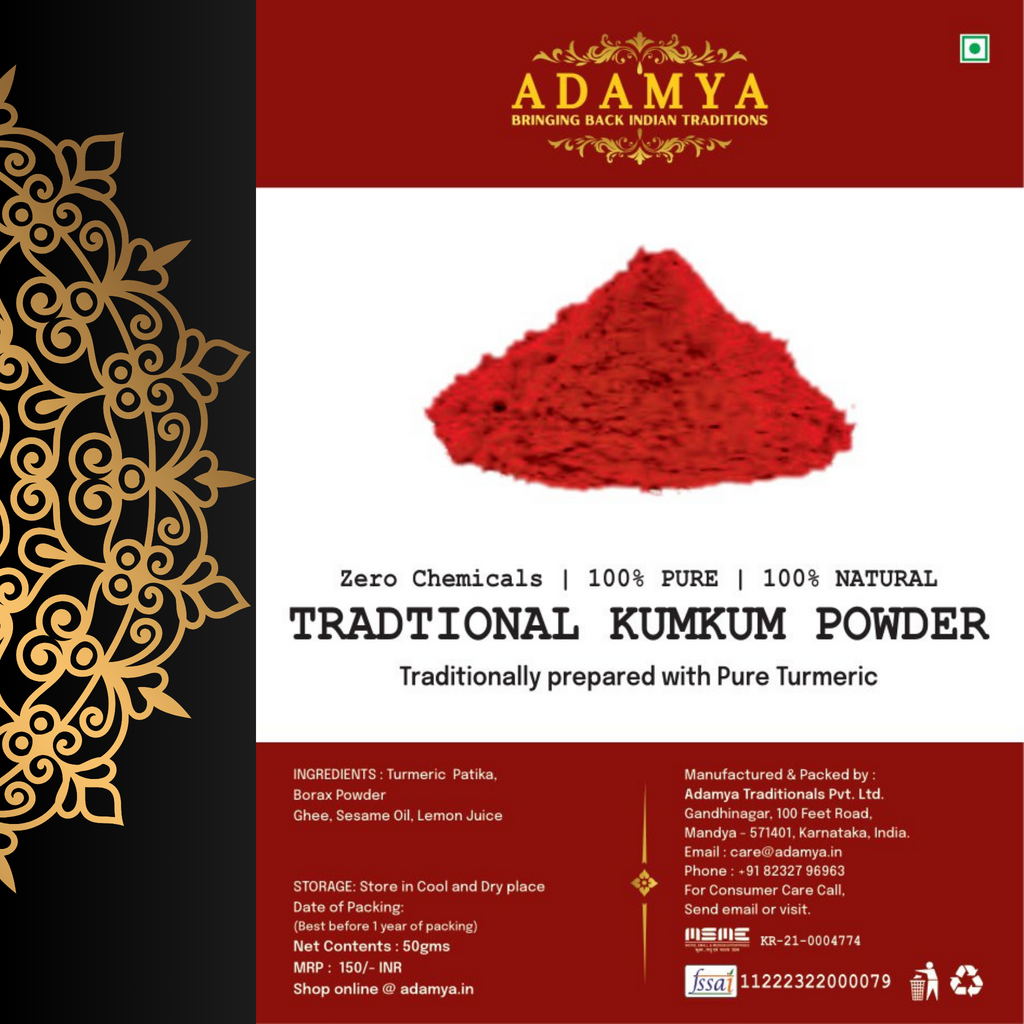 TRADITIONAL KUMKUM - 100% PURE, 100% NATURAL AND CHEMICAL FREE – adamya